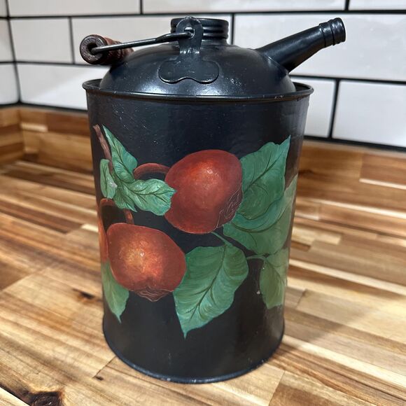 Source Unknown | Accents | Vintage Metal Oil Gas Can Hand Painted ...